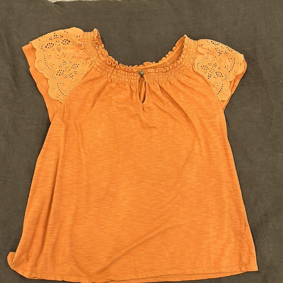 Democracy | Tops | Democracy Cute Orange Too Eyelet Sleeves Same Color ...